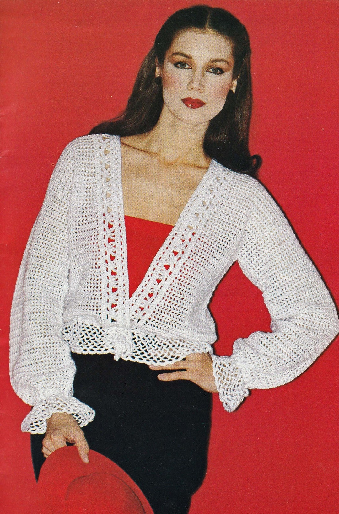 1970s Lace Blouse Crochet Pattern: Romantic Ruffle Design (digital ...