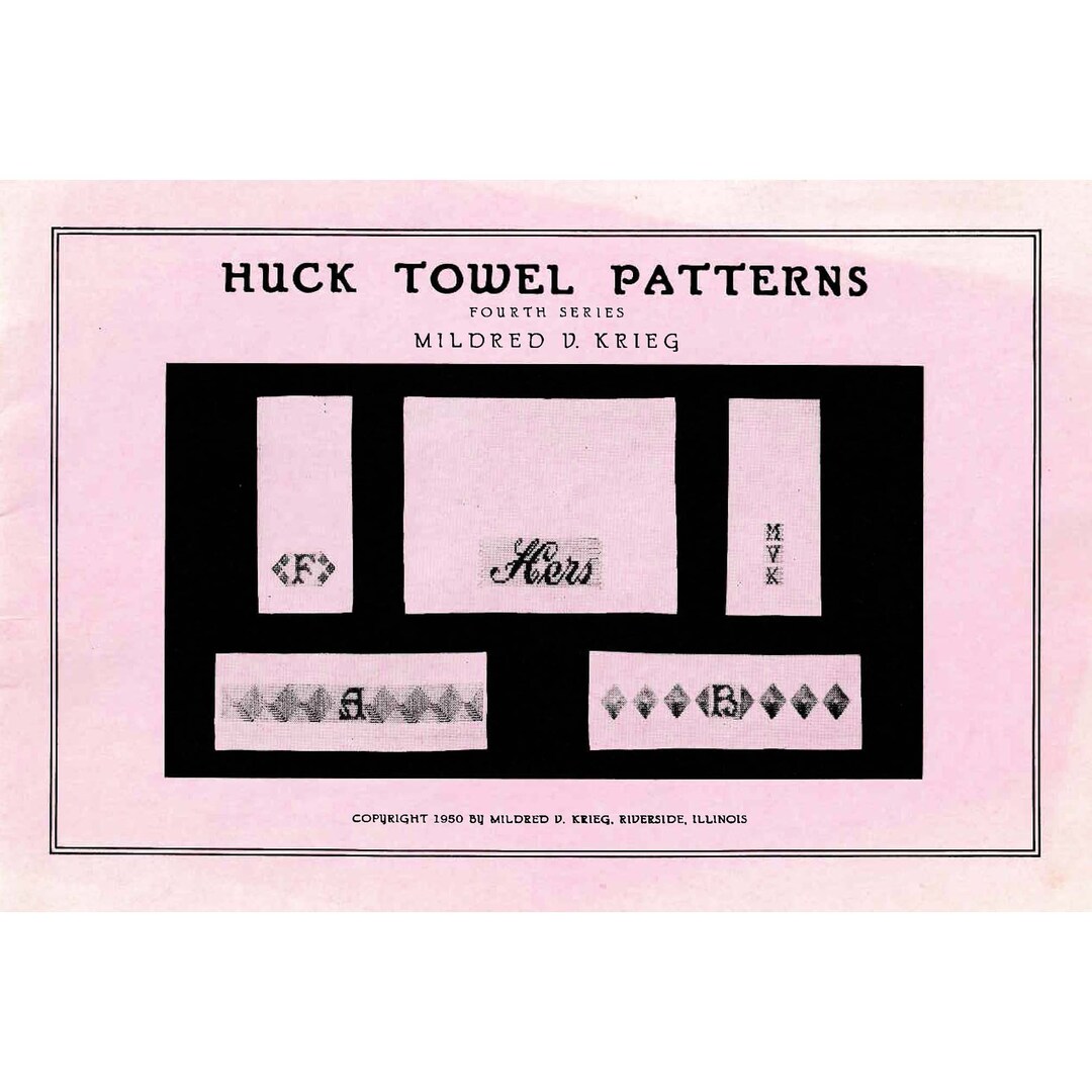 1950 Huck Weaving Towel Patterns: Alphabet & Border Designs (digital ...