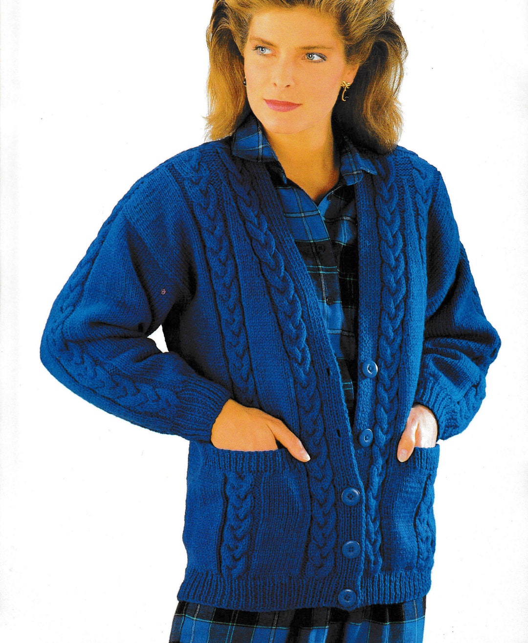 Cabled Cardigan Knitting Pattern With Pockets (digital Pattern) - Etsy