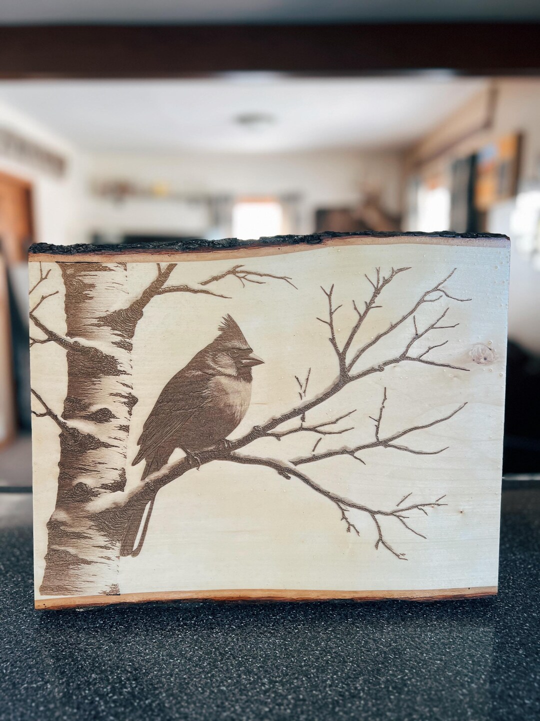 Cardinal Art, Cardinal Engraving, Bird Art, Engraved Wood Picture ...