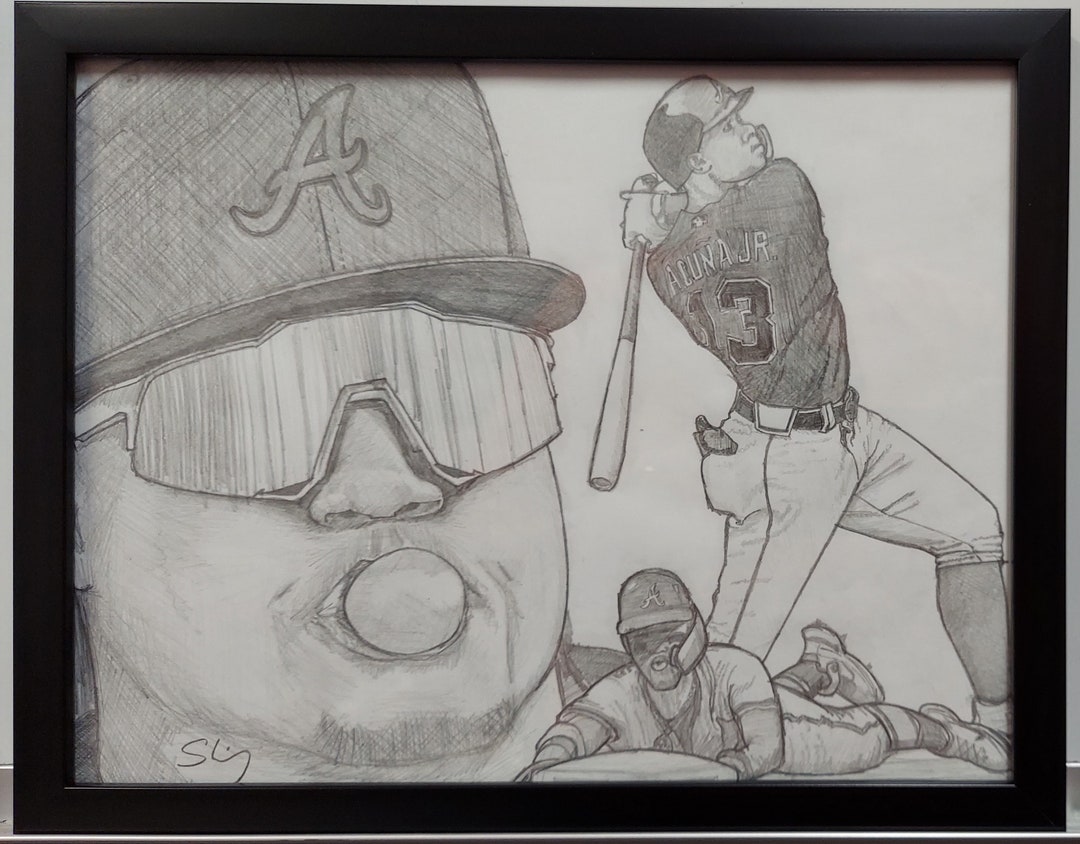 Print of Custom Sports Drawing 8.5 X 11 Pencil Ronald Acuna Jr - Etsy