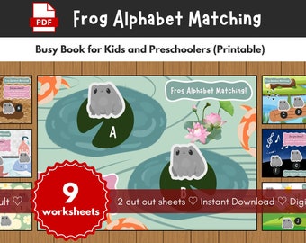 Printable Frog Busy Book for Kids | Alphabet Matching | Preschool Busy ...
