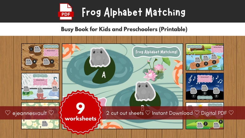 Printable Frog Busy Book for Kids Alphabet Matching Preschool Busy Book ...