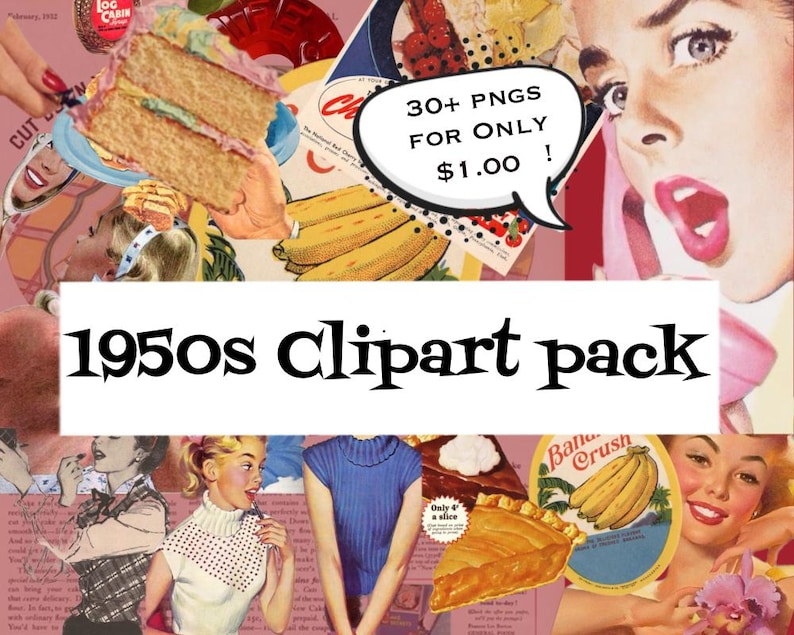 50s Advertisements Pngs Clipart Clip Art Collage Digital Collage Sheet ...