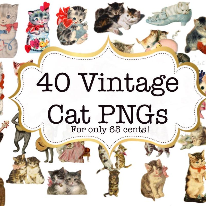 Vintage Cat - Etsy