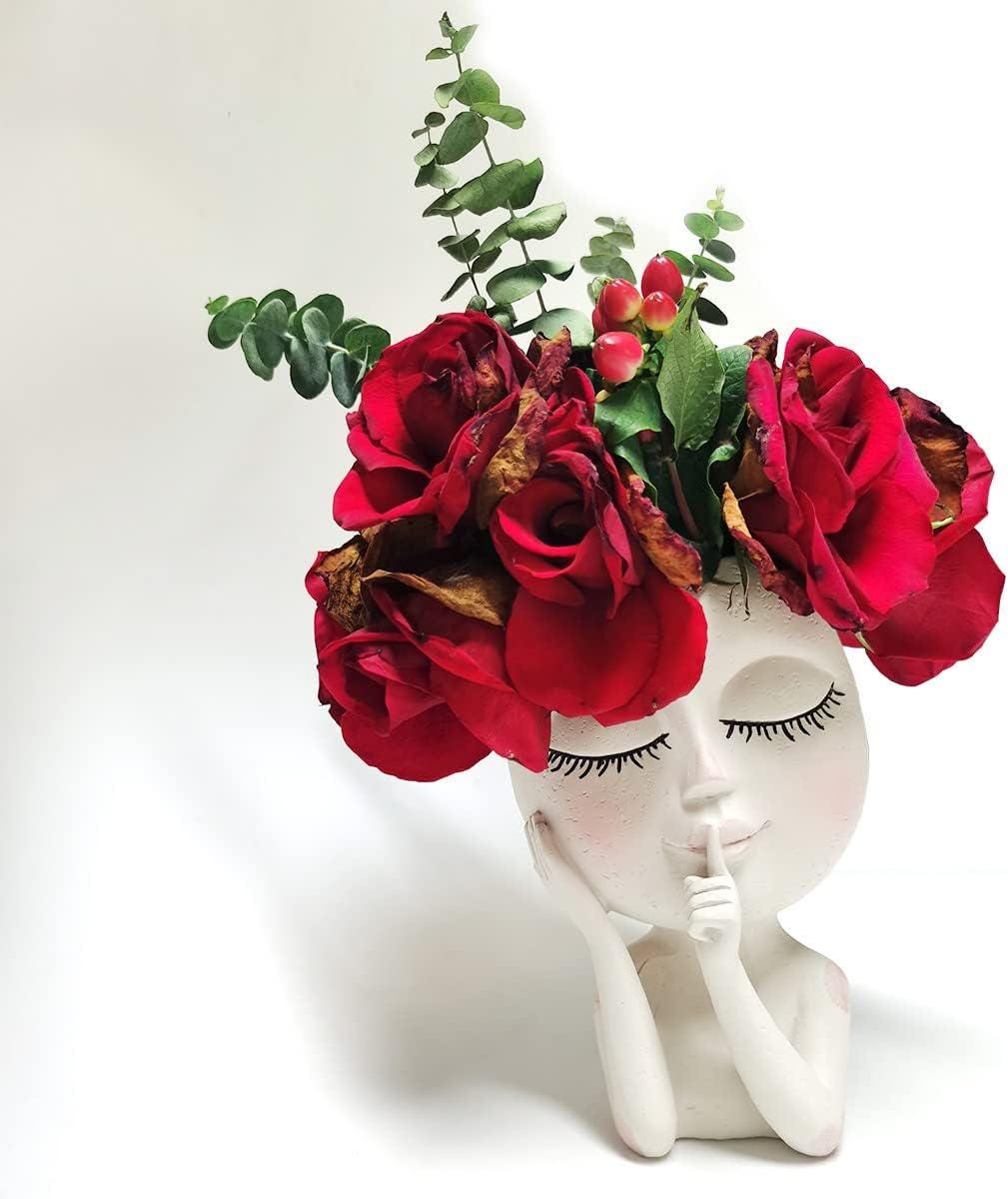 Girl Face Planter Pot Head Planter,face Flower Pots for Indoor Outdoor ...