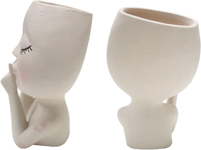 Girl Face Planter Pot Head Planter,face Flower Pots for Indoor Outdoor ...