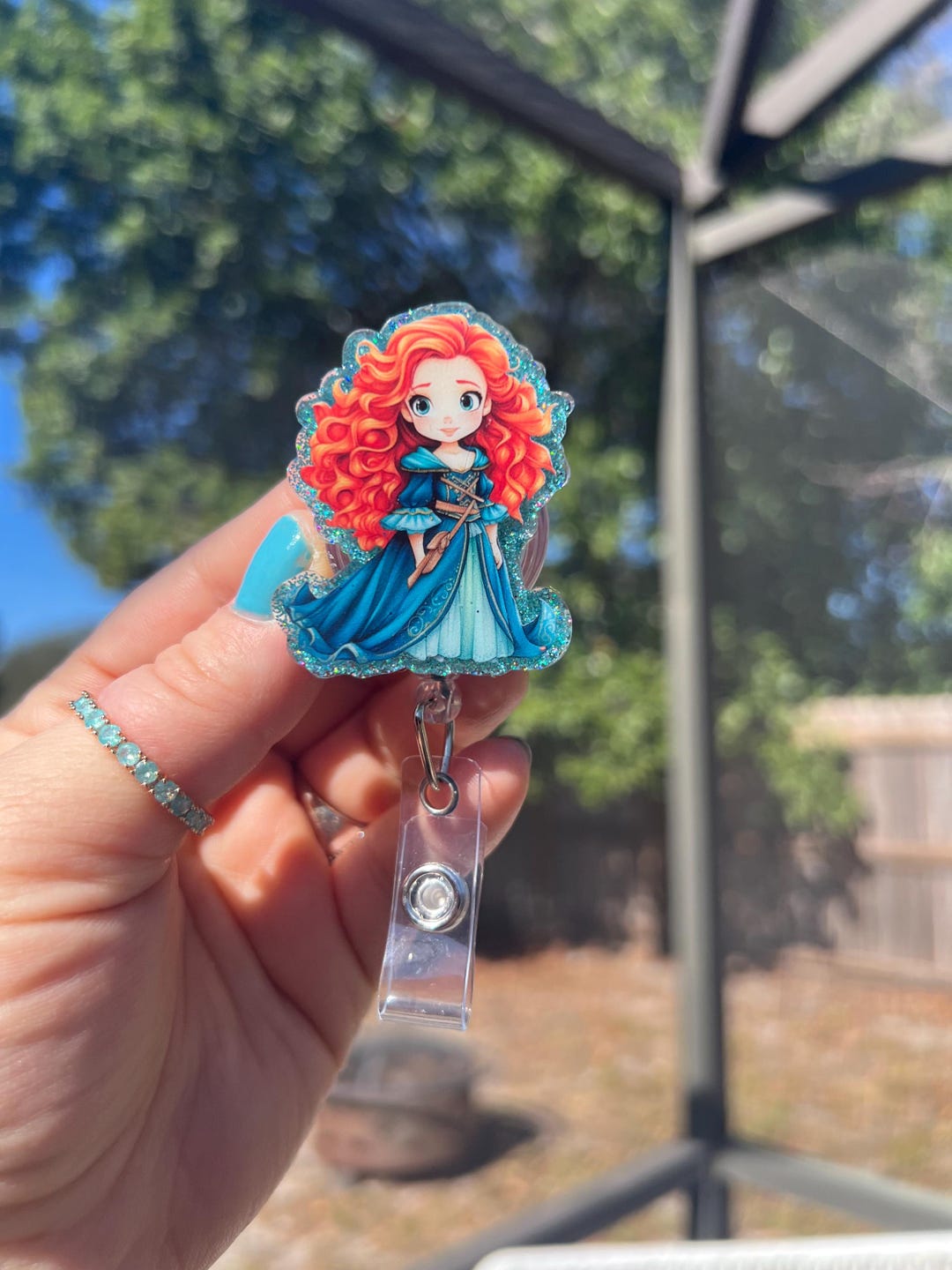 Red Head Princess Inspired. Glitter Retractable Badge. Medical Badge ...