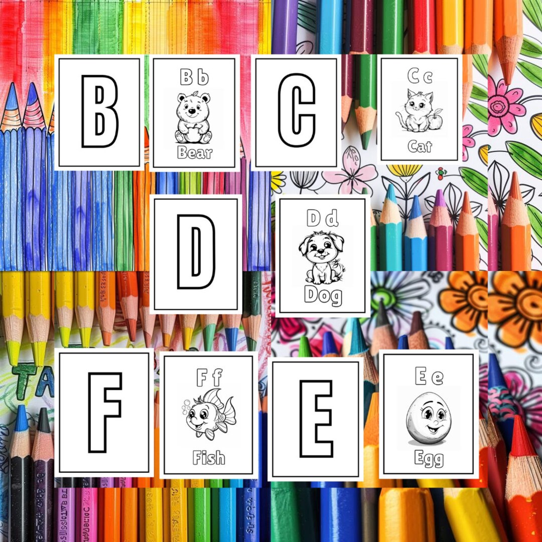 Fun With Abc's: 53 Coloring Pages With Matching Words and Images, Kids ...