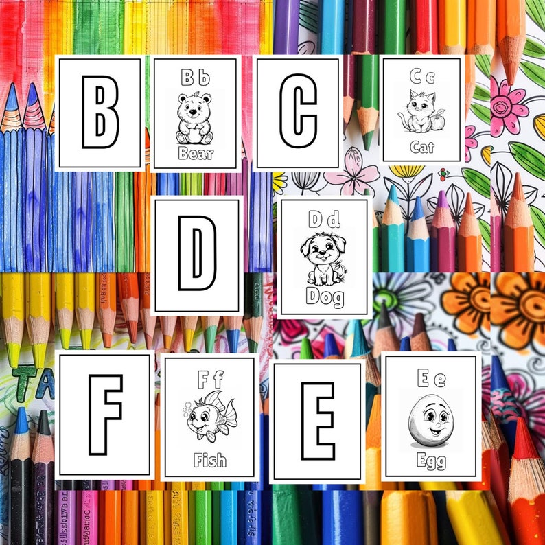 Fun With Abc's: 53 Coloring Pages With Matching Words and Images, Kids ...