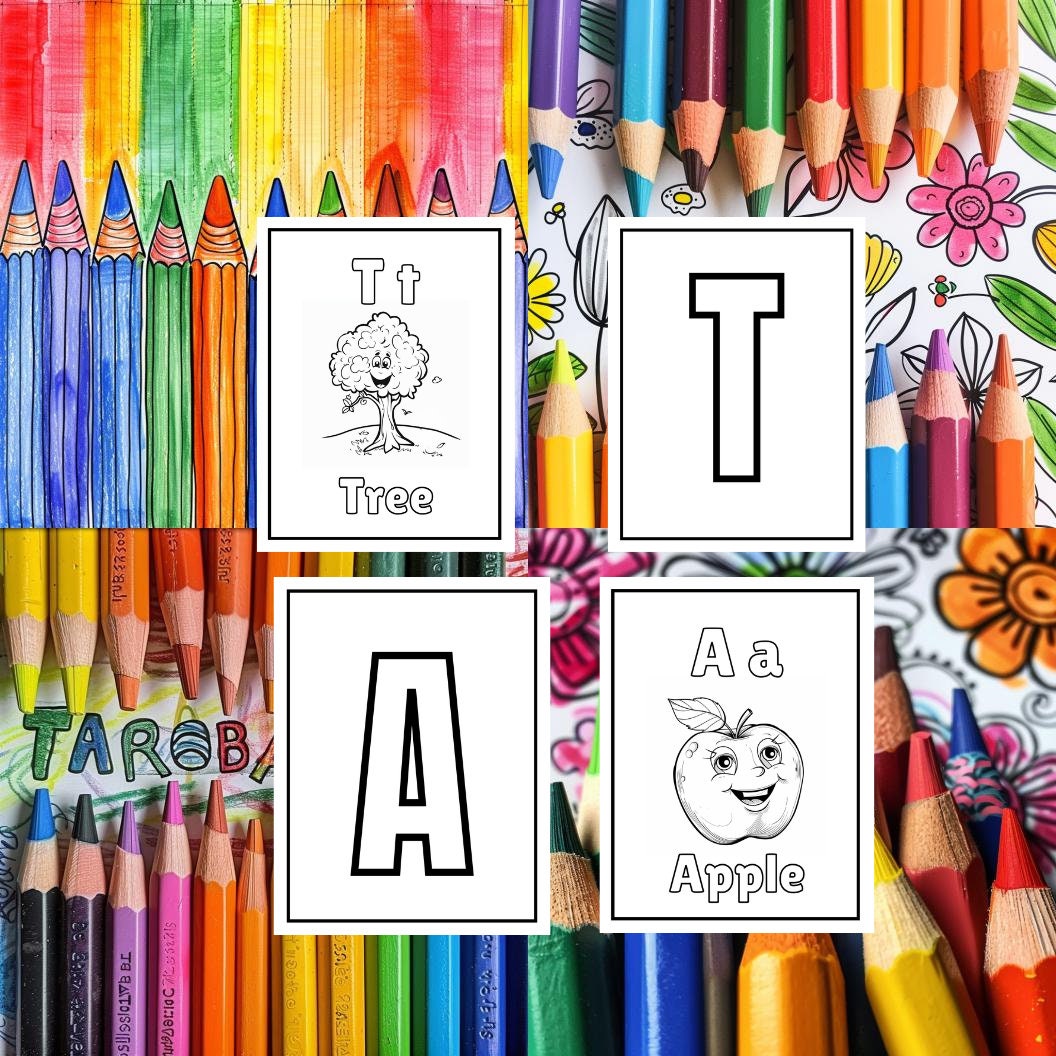 Fun With Abc's: 53 Coloring Pages With Matching Words and Images, Kids ...