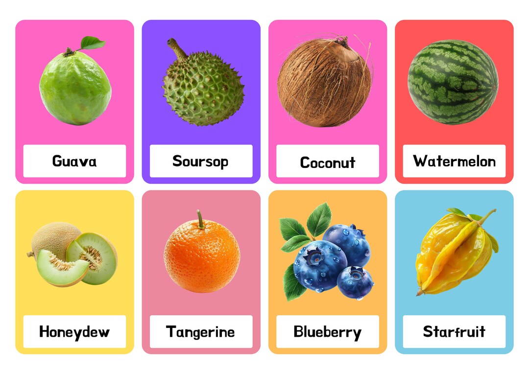 72 Printable Fruit Flashcards for Toddlers and Preschooler, Toddlers ...
