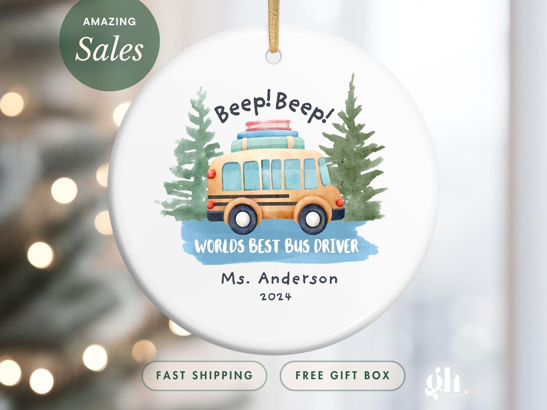 Personalized School Bus Driver Ornament • Custom Christmas Gift for Bus ...
