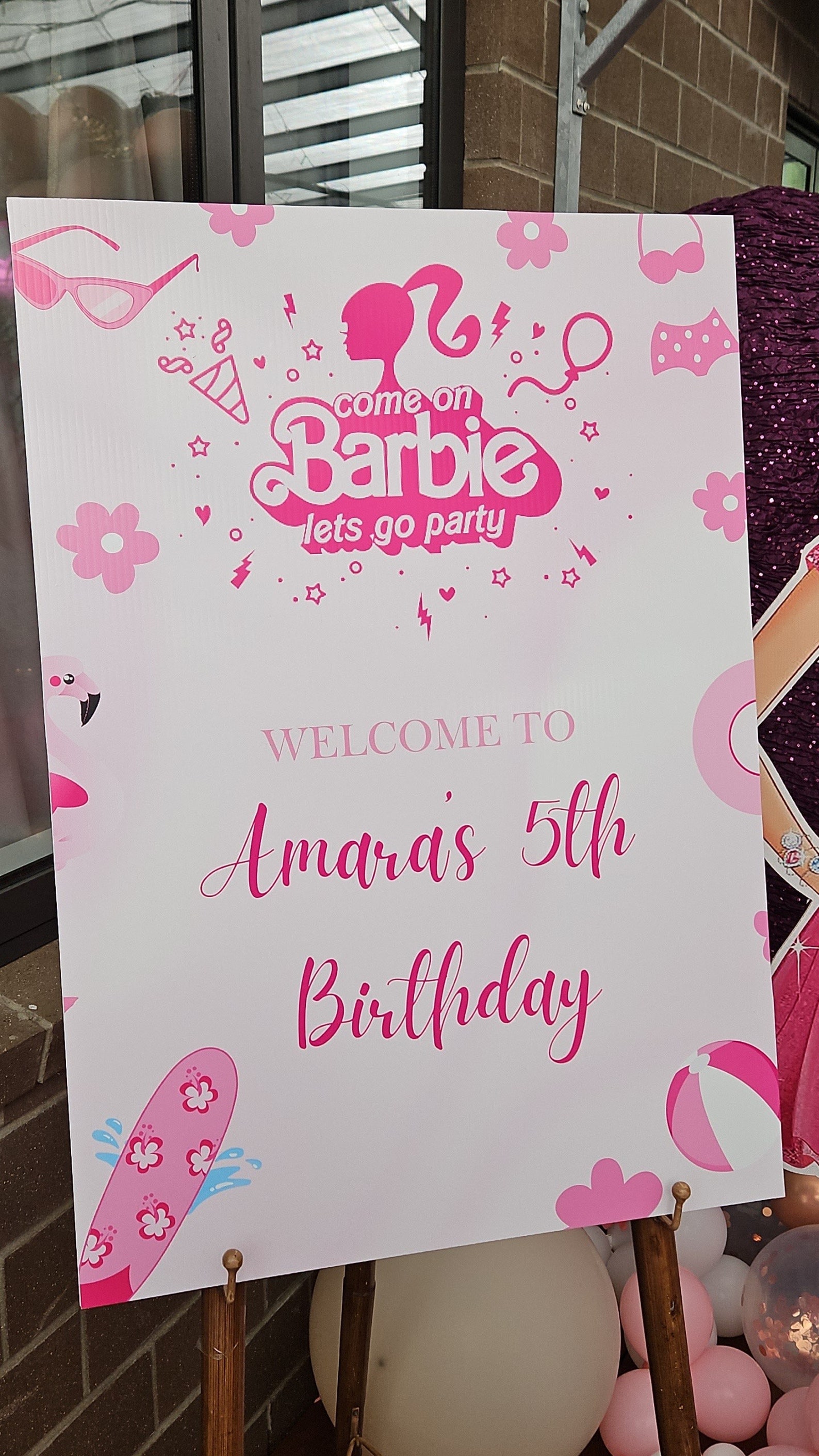 Custom Editable Pink Barbie Themed Party Welcome Poster Sign Template ...