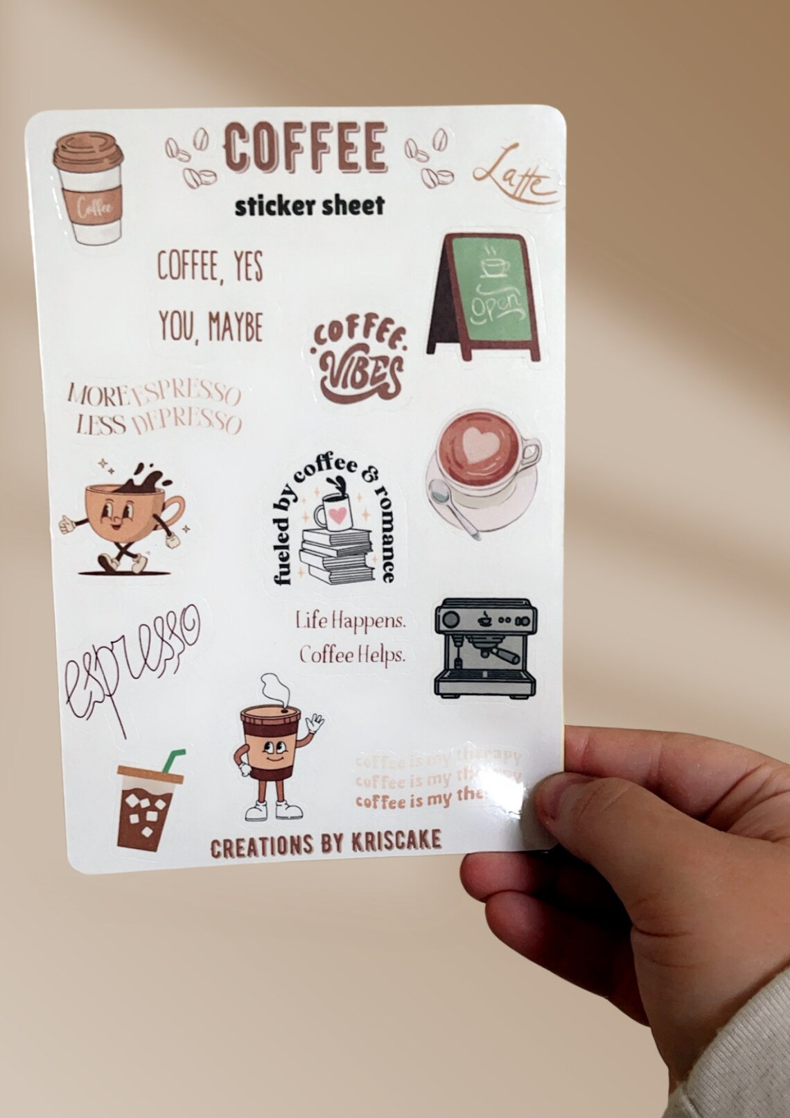 Coffee Themed Sticker Sheet, Coffee Stickers, Coffee Lover, Sticker ...