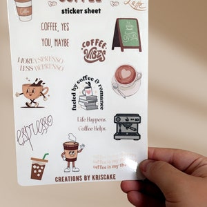 Coffee Themed Sticker Sheet, Coffee Stickers, Coffee Lover, Sticker ...