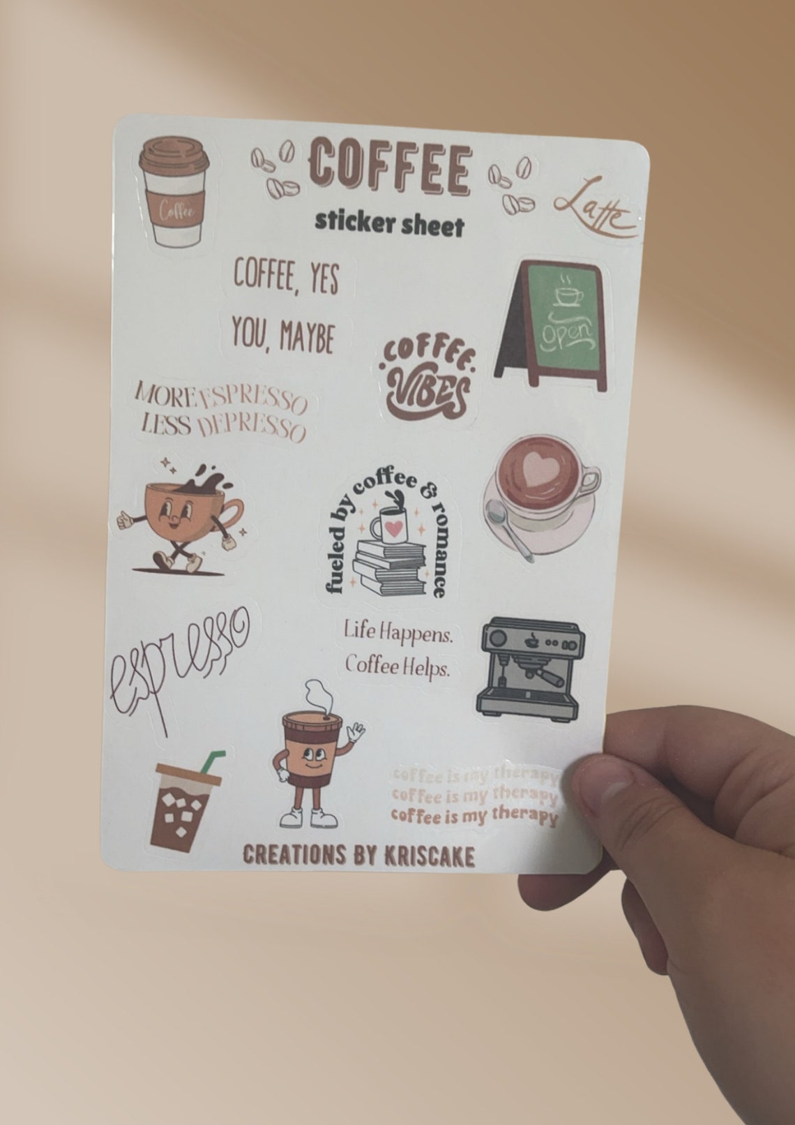 Coffee Themed Sticker Sheet, Coffee Stickers, Coffee Lover, Sticker ...