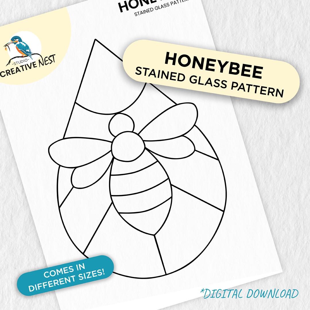 Honeybee || Stained Glass Pattern || Digital Download (PDF & PNG) - Etsy