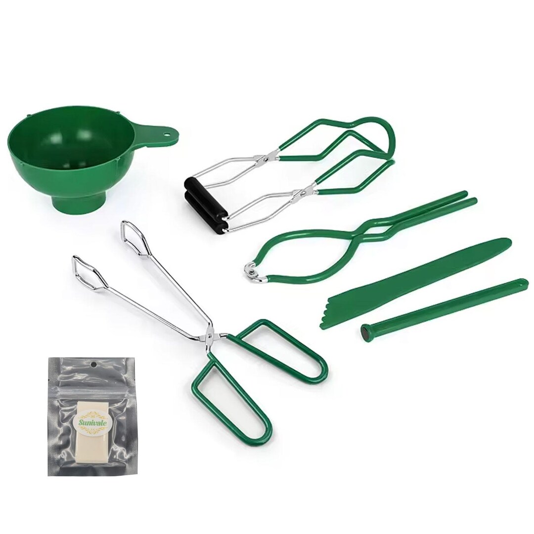 6 Piece Stainless Steel Canning Set, 24 Dissolvable Labels for Pickling ...