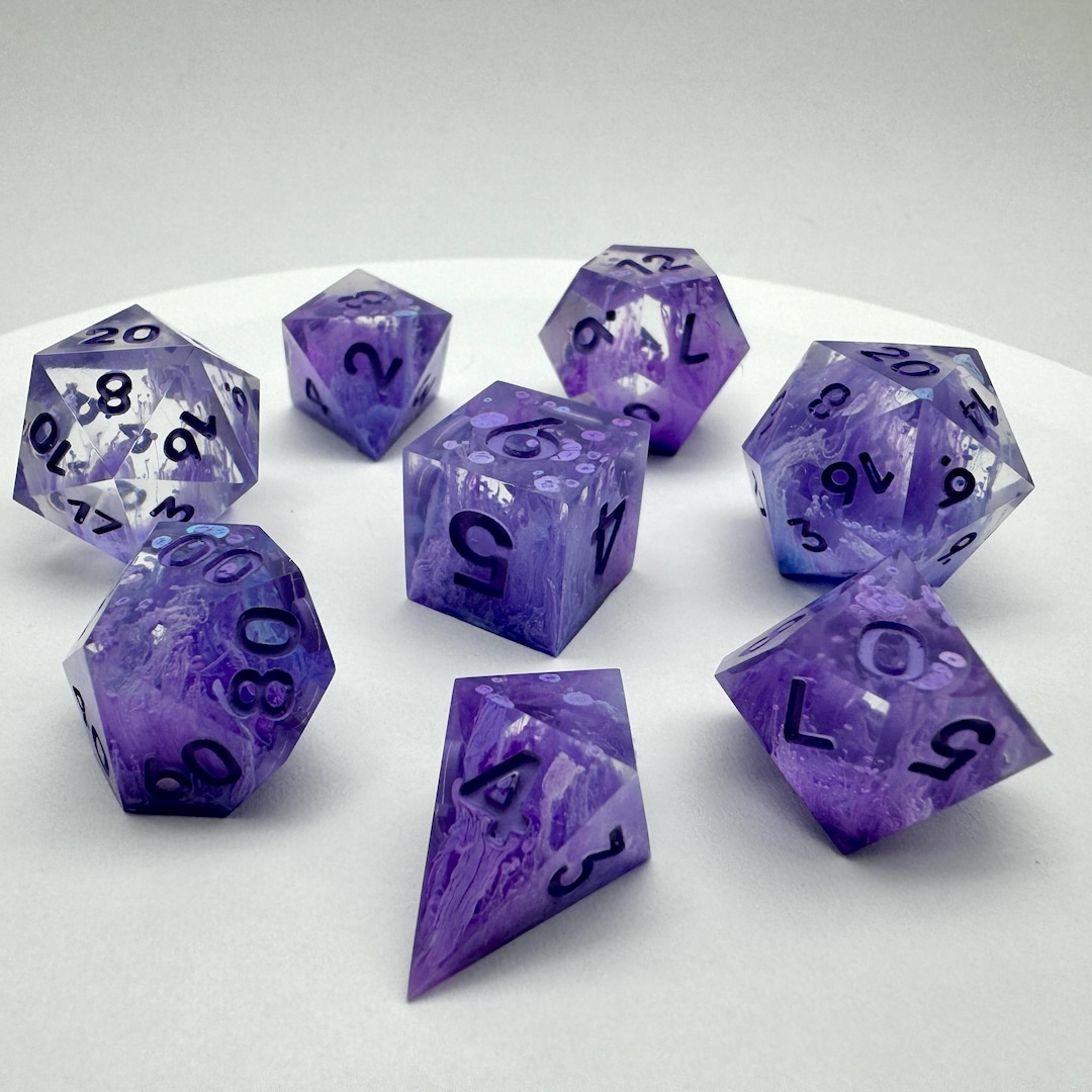 Purple Petri Dice Set - Handmade, Resin, Sharp-edge, for Ttrpgs - Etsy