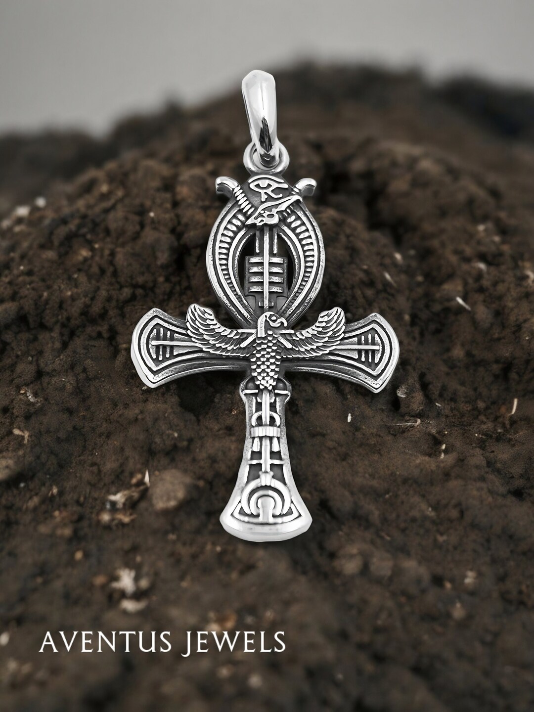 Ankh Cross Necklace Ancient Egyptian Eye of Horus Silver Jewellery ...