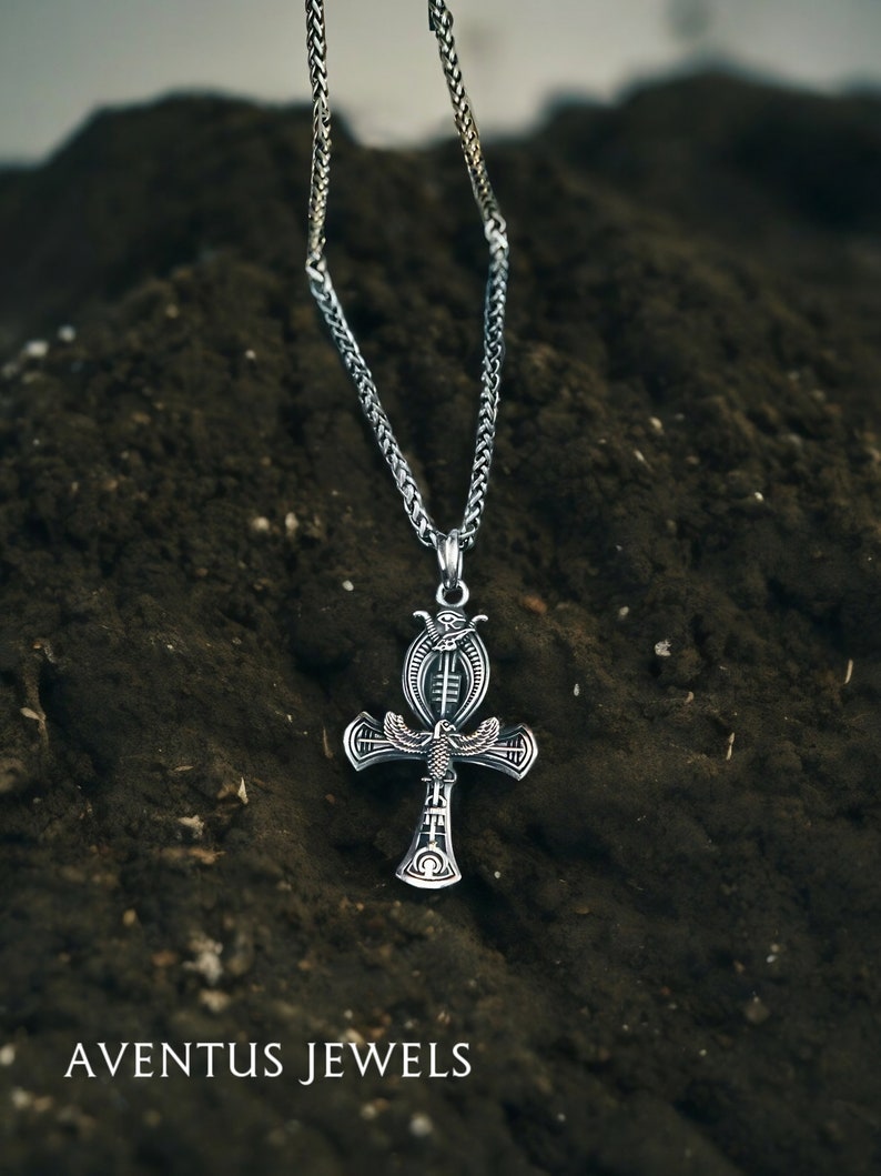 Ankh Cross Necklace Ancient Egyptian Eye of Horus Silver Jewellery ...