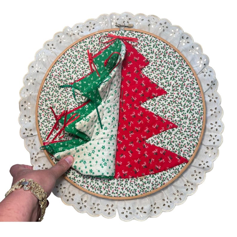 Handmade Christmas Tree Fabric Wall Hanging Quilted Holiday Decor - Etsy UK