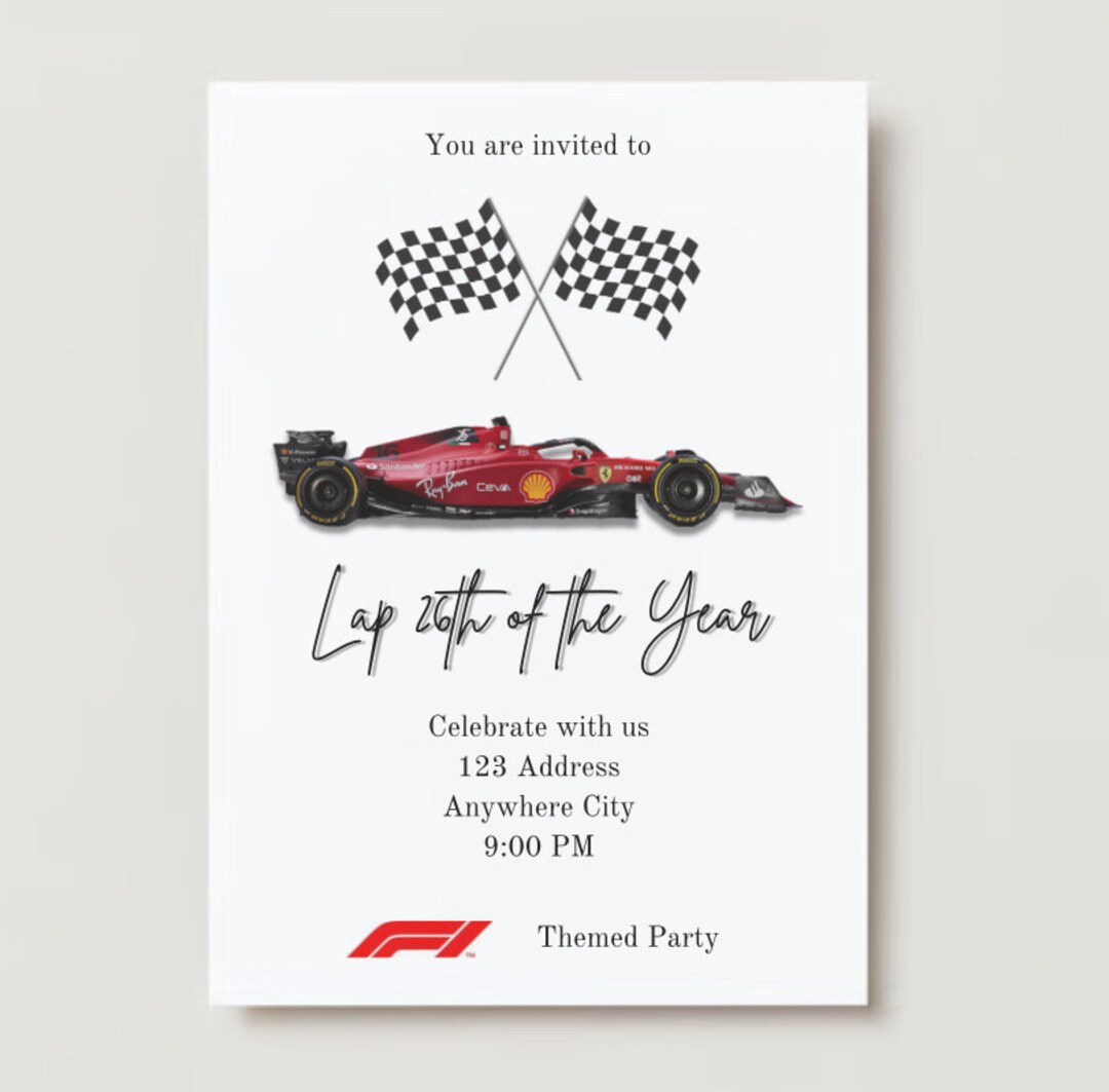 Formula 1 Scuderia Ferrari Invitation for Watch Party Birthday Party ...