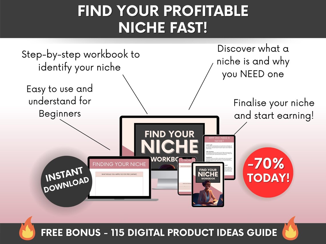 Find Your Niche Workbook for Business Beginners, Step-by-step Guide to ...