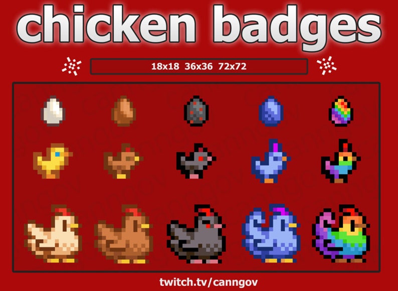 Pixel Art Chicken Twitch Badges: Stardew Valley Inspired (digital ...