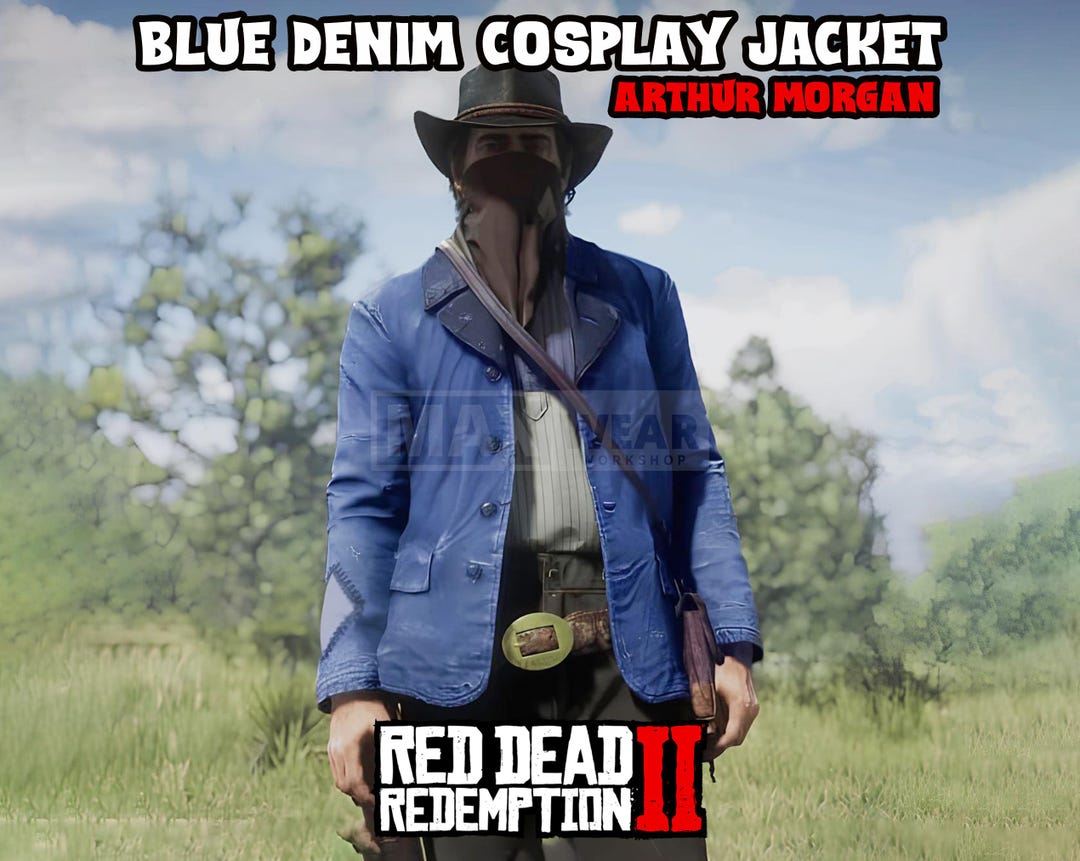 Red Dead Redemption II Arthur Morgan Blue Denim Jacket RDR2 Cosplay ...
