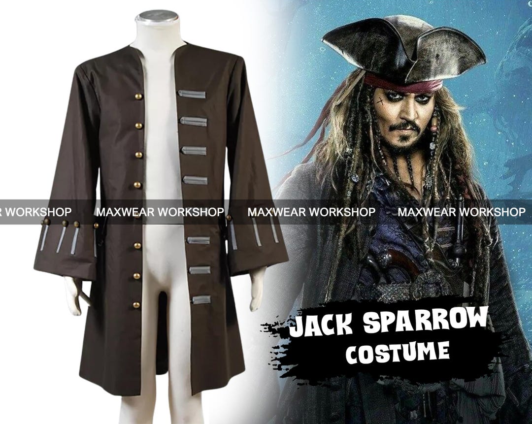 Captain Jack Sparrow Costume Coat Pirates of the Caribbean Cosplay ...