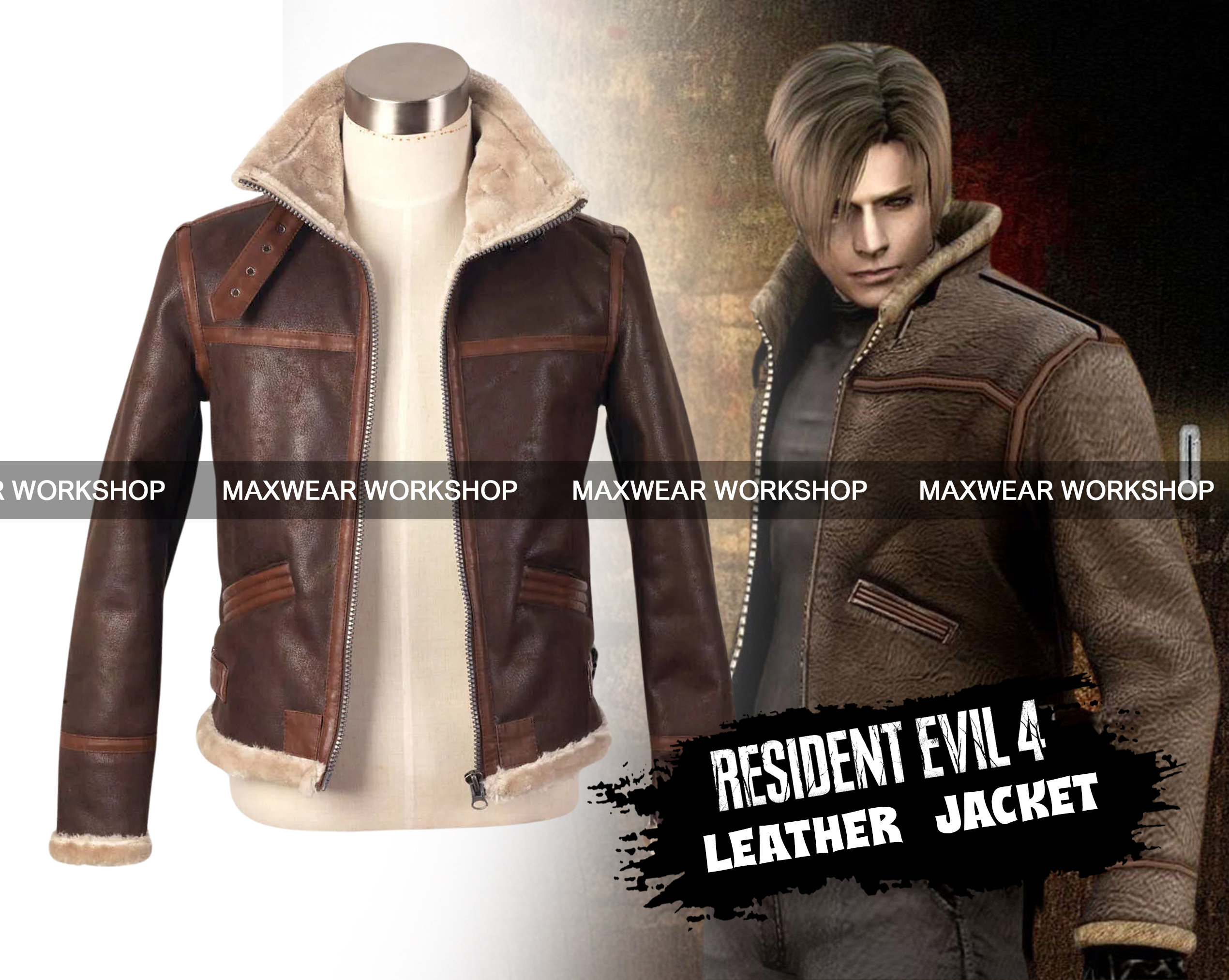 Resident Evil 4 Leon Kennedy Leather Jacket RE 4 Leon Scott Kennedy ...