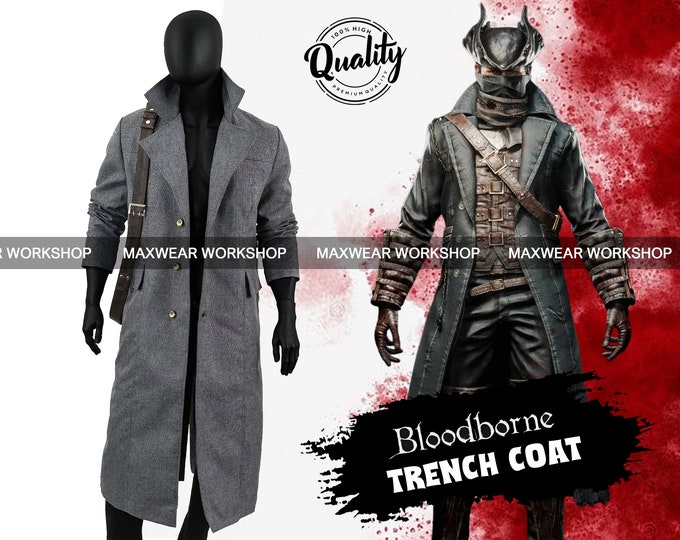 Bloodborne Hunter Style Long Leather Coat Duster Steampunk Victorian ...