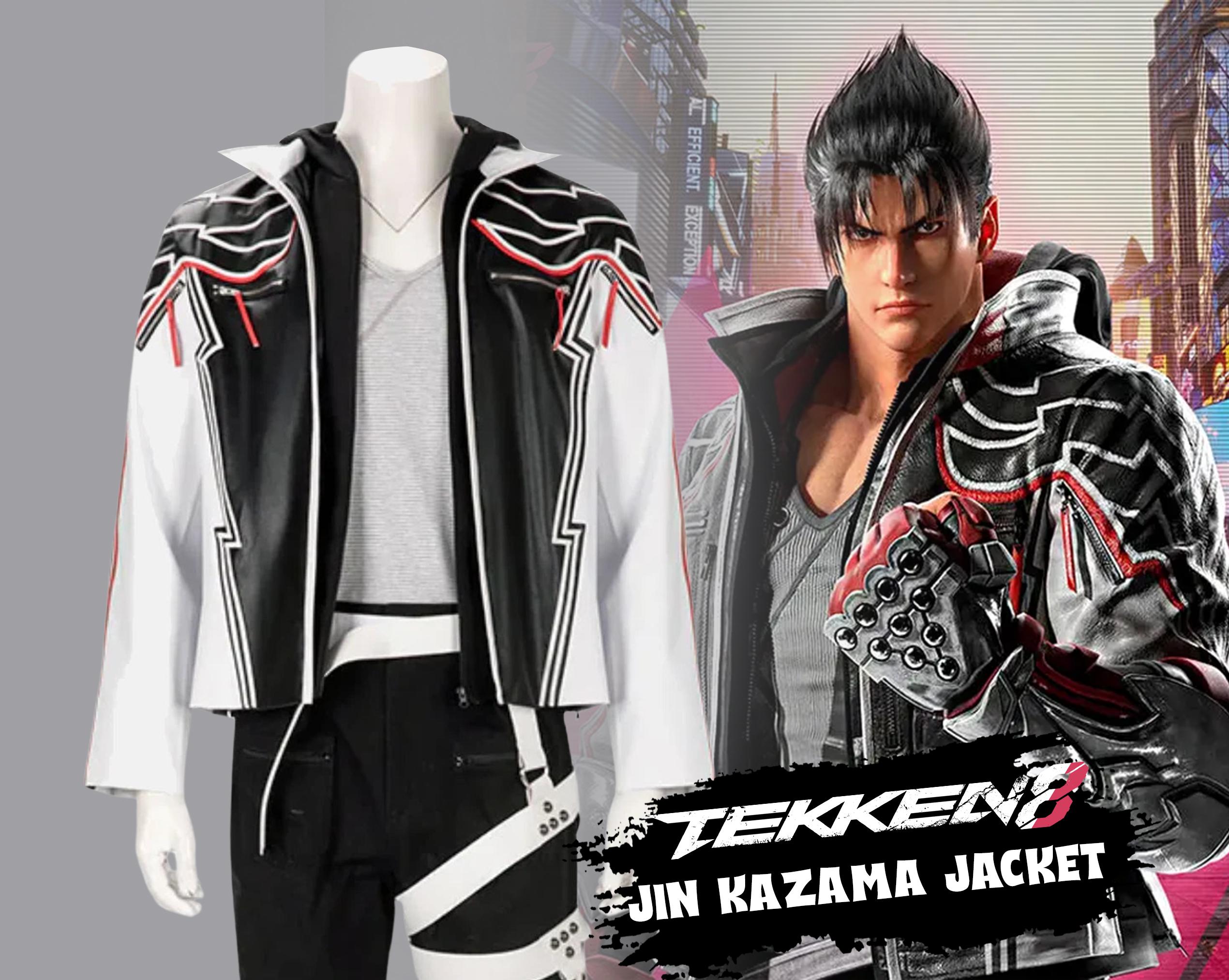 Tekken 8 Jin Kazama Cosplay Costume Leather Jacket Genuine Leather ...
