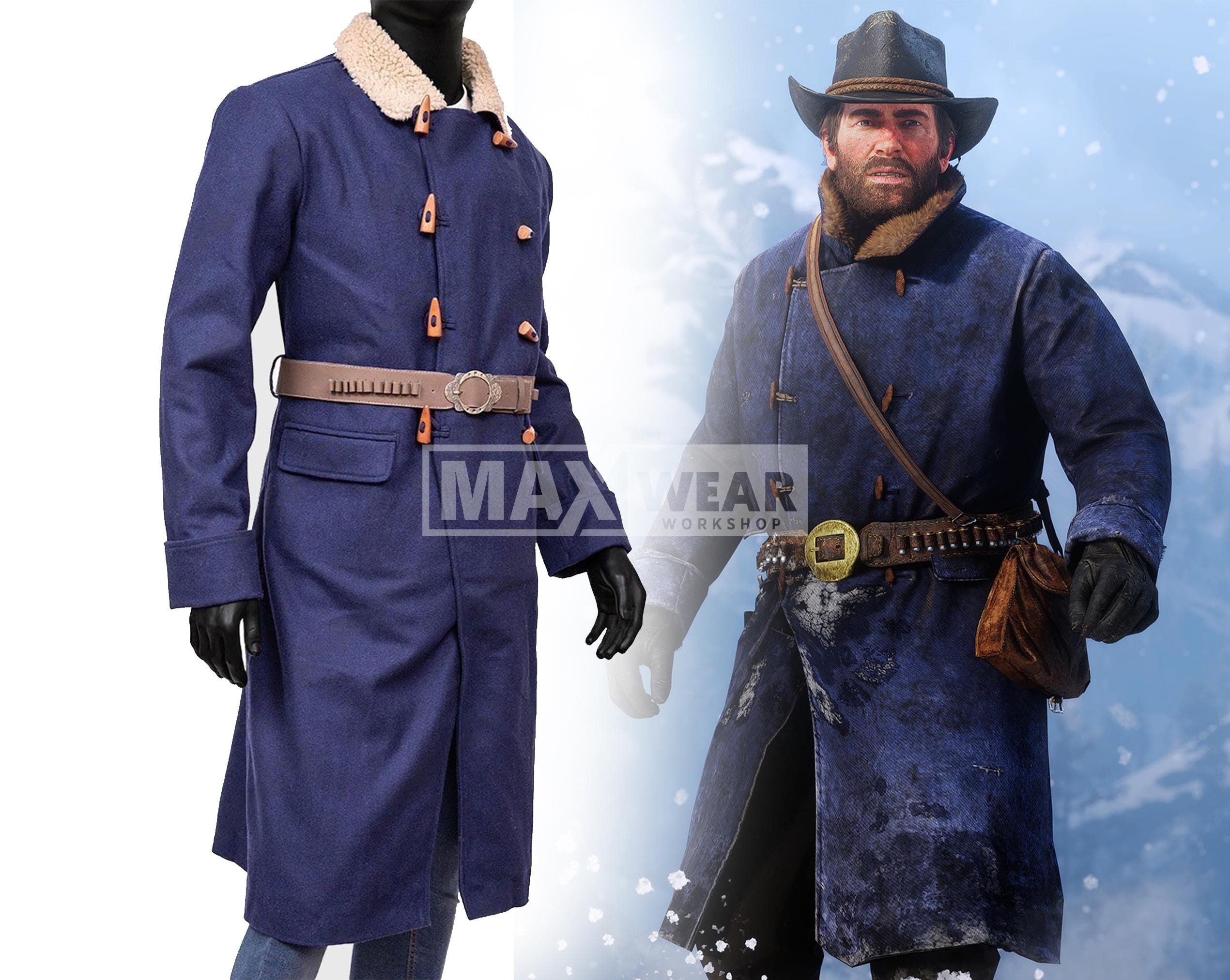 RDR2 Arthur Morgan Blue Trench Coat Red Dead Redemption 2 Winter Outfit ...