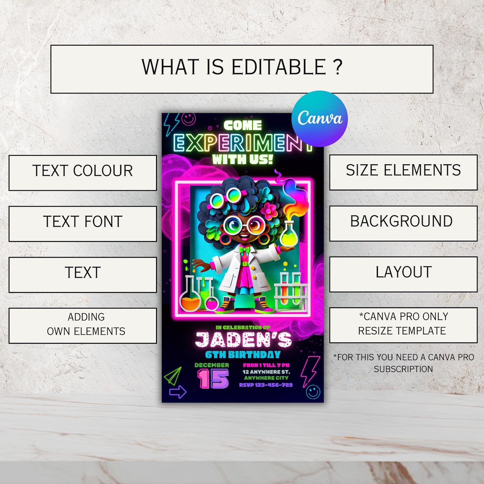Editable Science Birthday Invitation, STEM Party (digital Download) - Etsy