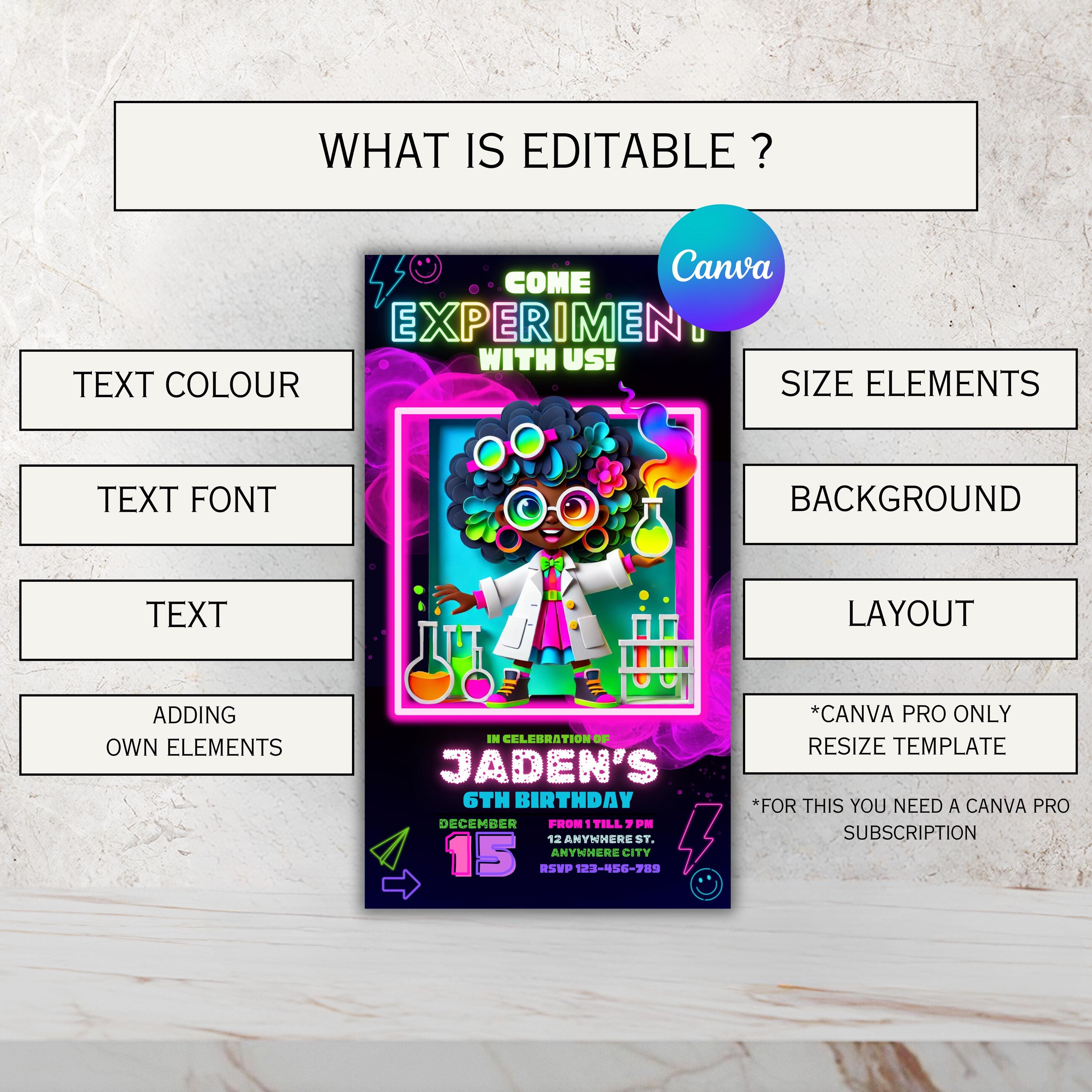 Editable Science Birthday Invitation, STEM Party (digital Download) - Etsy