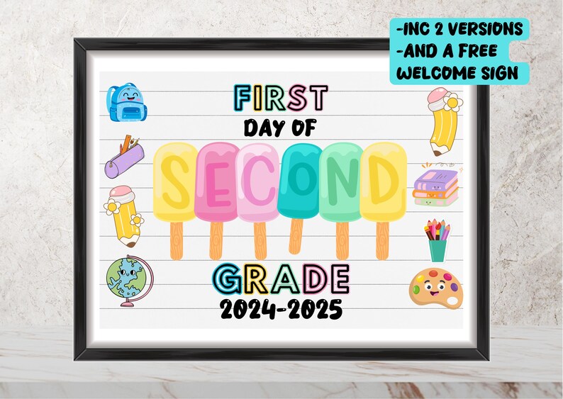 First Day of 2nd Grade Sign 2024-2025 | Printable Back-to-school Photo ...
