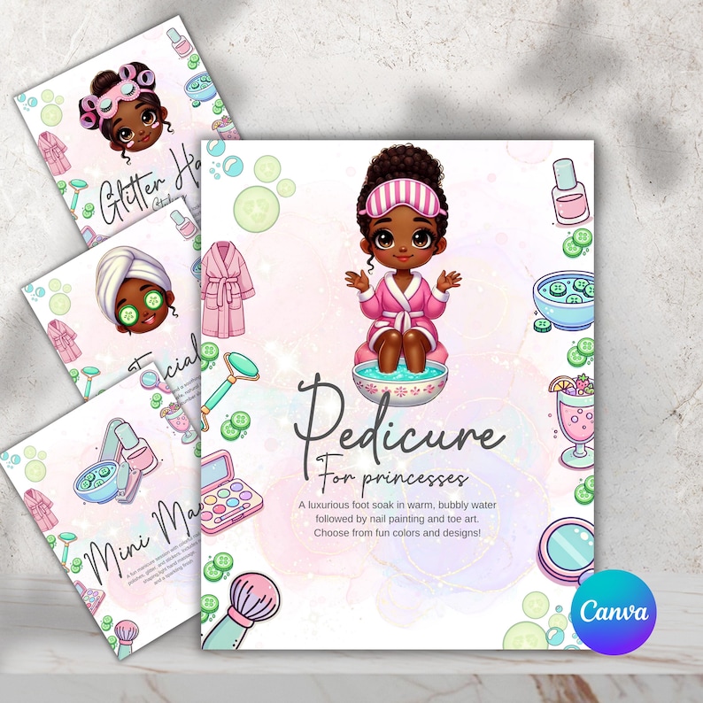Editable Kids Spa Menu Template | Printable Spa Party Menu for Girls ...