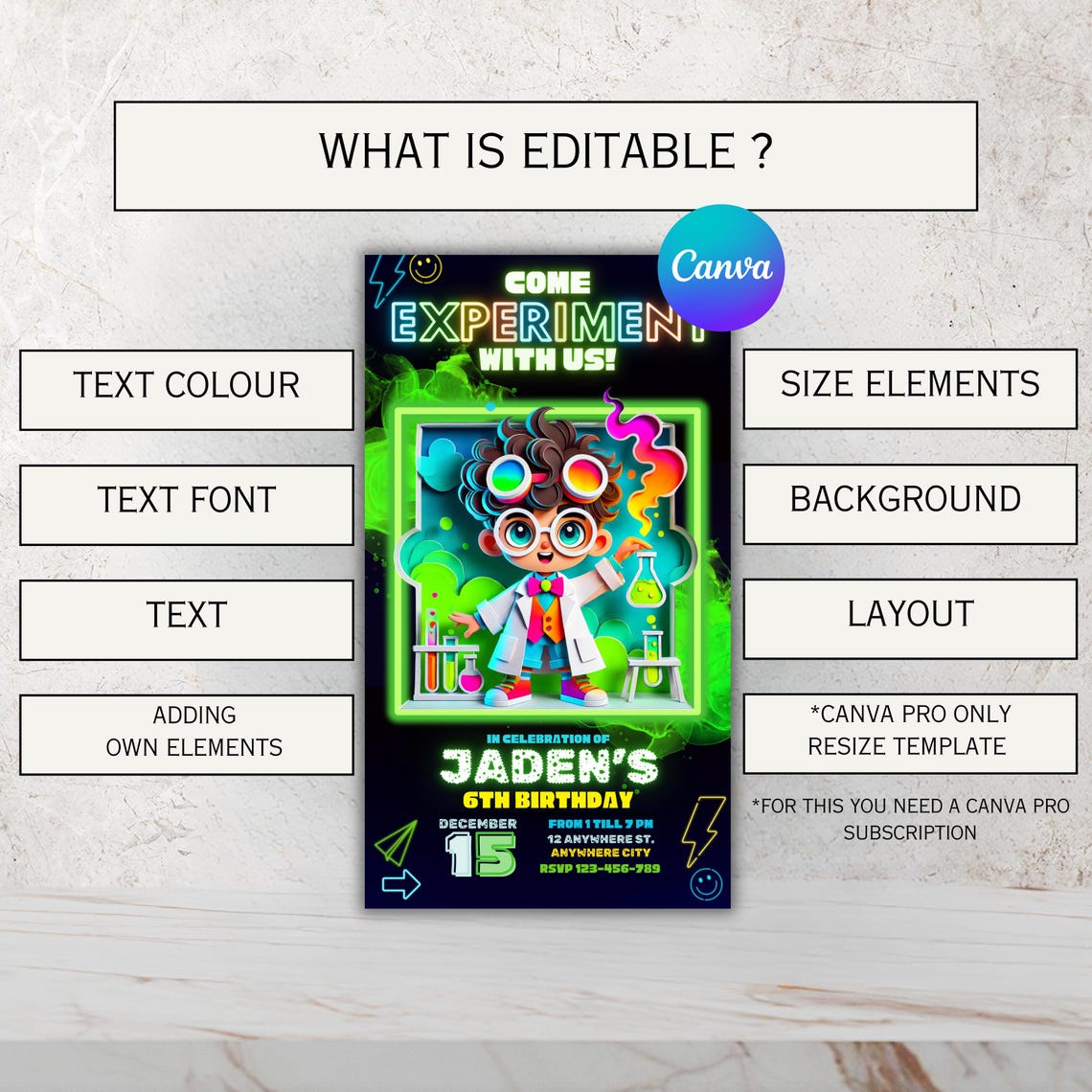 Editable Science Birthday Invitation, STEM Party (digital Download) - Etsy