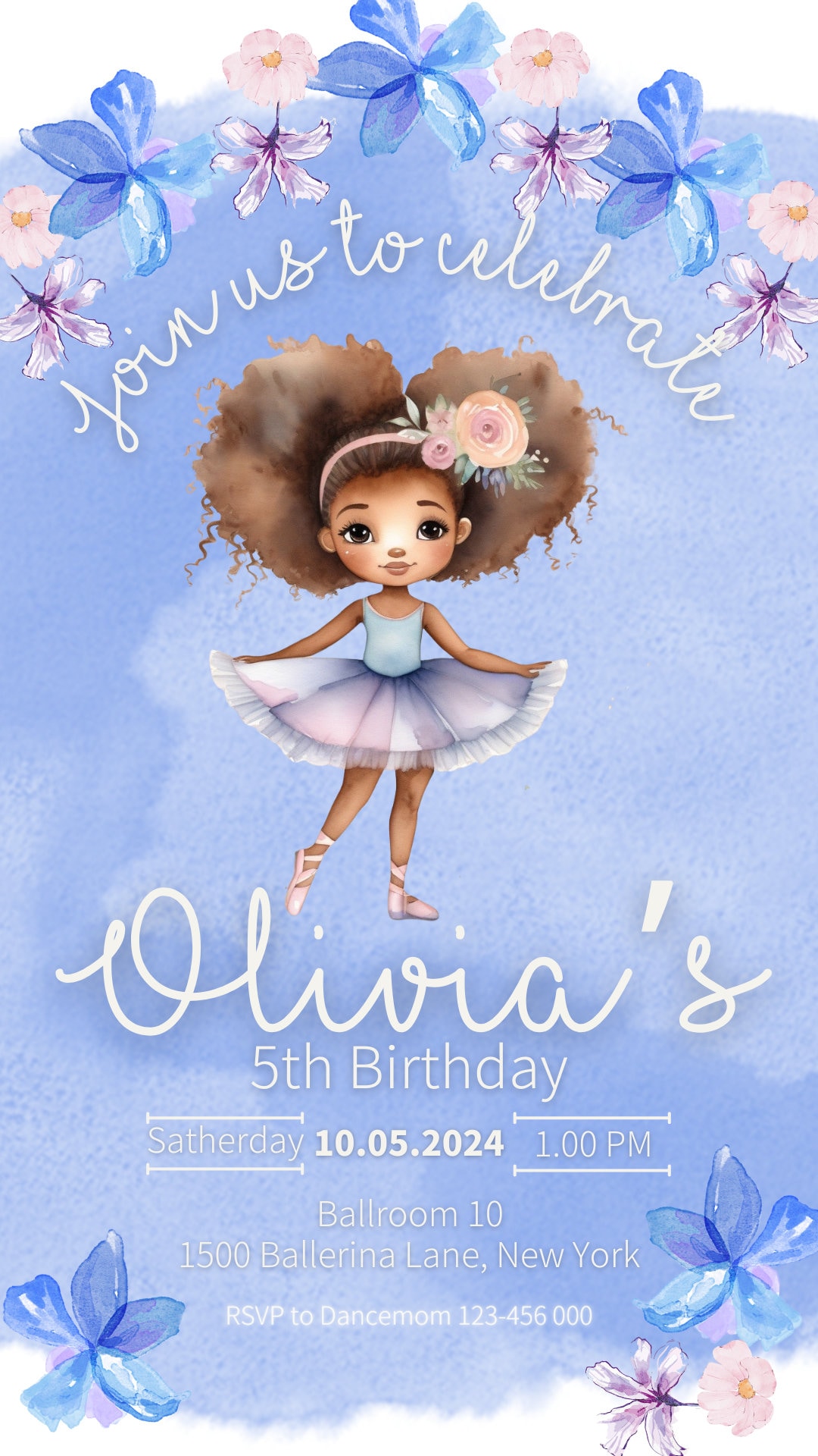 Editable Ballerina Birthday Invitation, Ballet Theme Party Invite ...