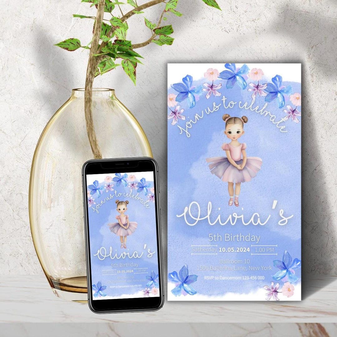 Customizable Ballerina Birthday Invitation, Ballet Theme Party Invite ...