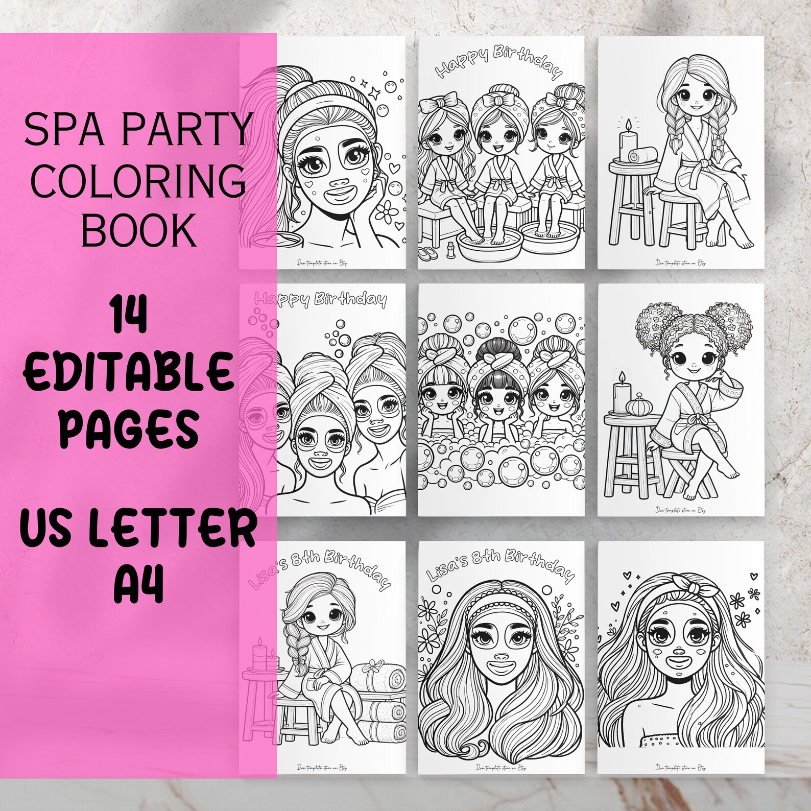 Spa Party Coloring Book | Printable Girls’ Birthday Activity | Self ...