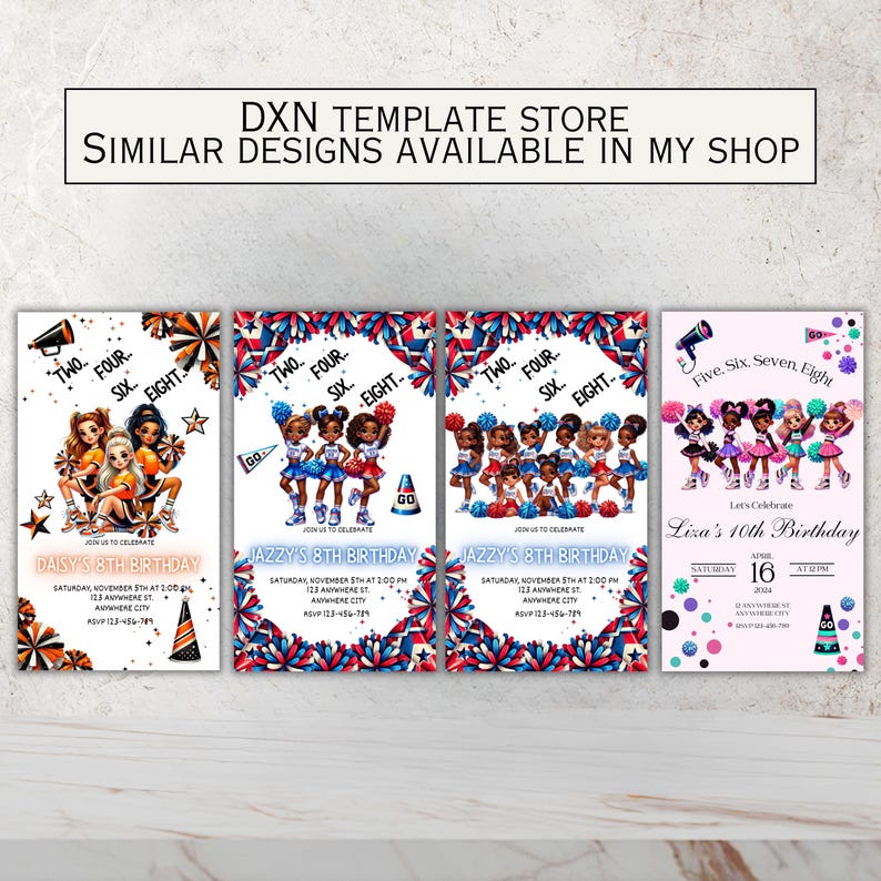 Cheerleading Birthday Invitation | Editable Spirit Squad Party Canva ...