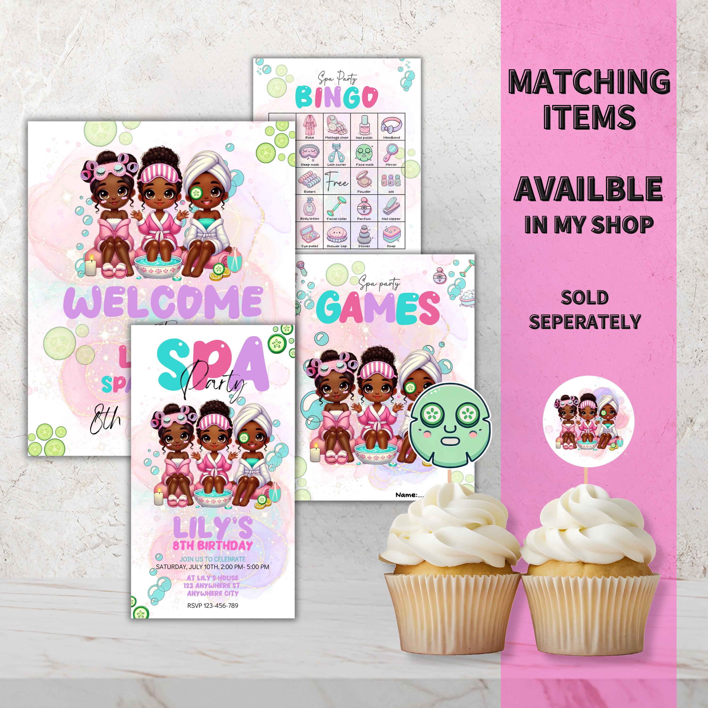 Editable Spa Party Signs - 10 Printable Canva Templates for DIY Spa ...