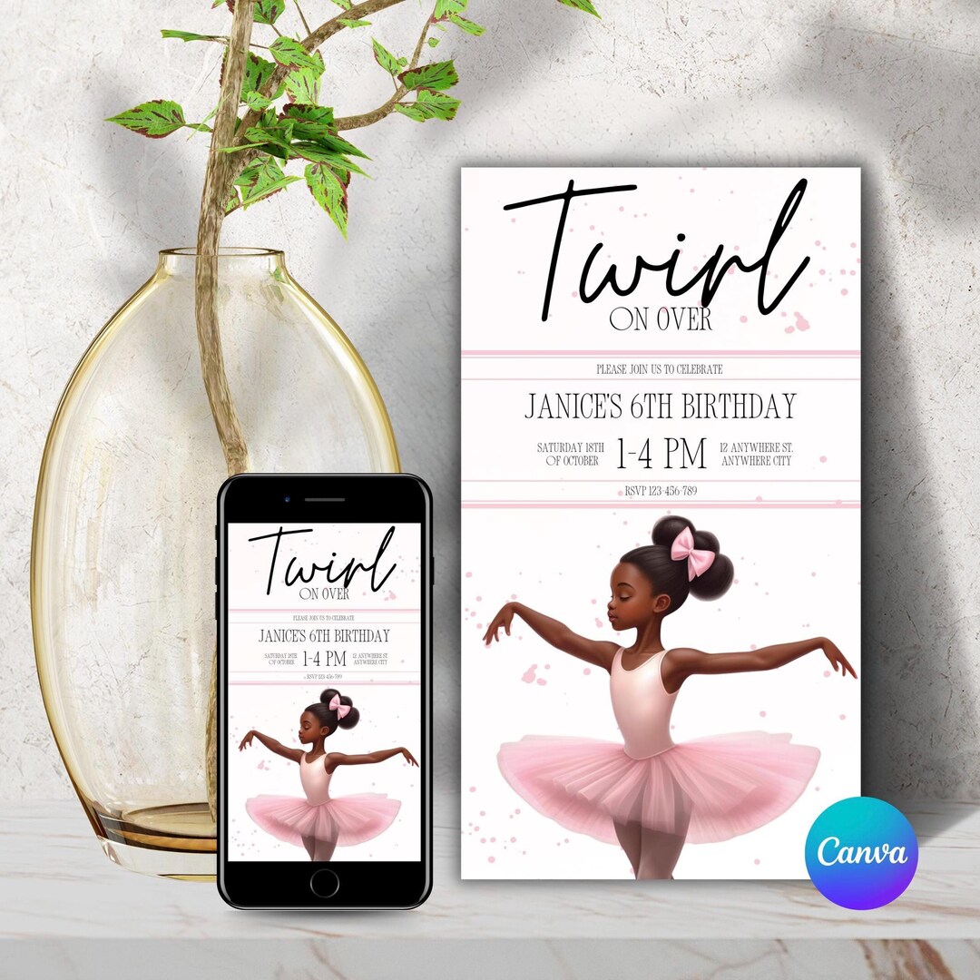 Adorable Ballerina Birthday Invitation Custom Ballet Theme for Girls ...