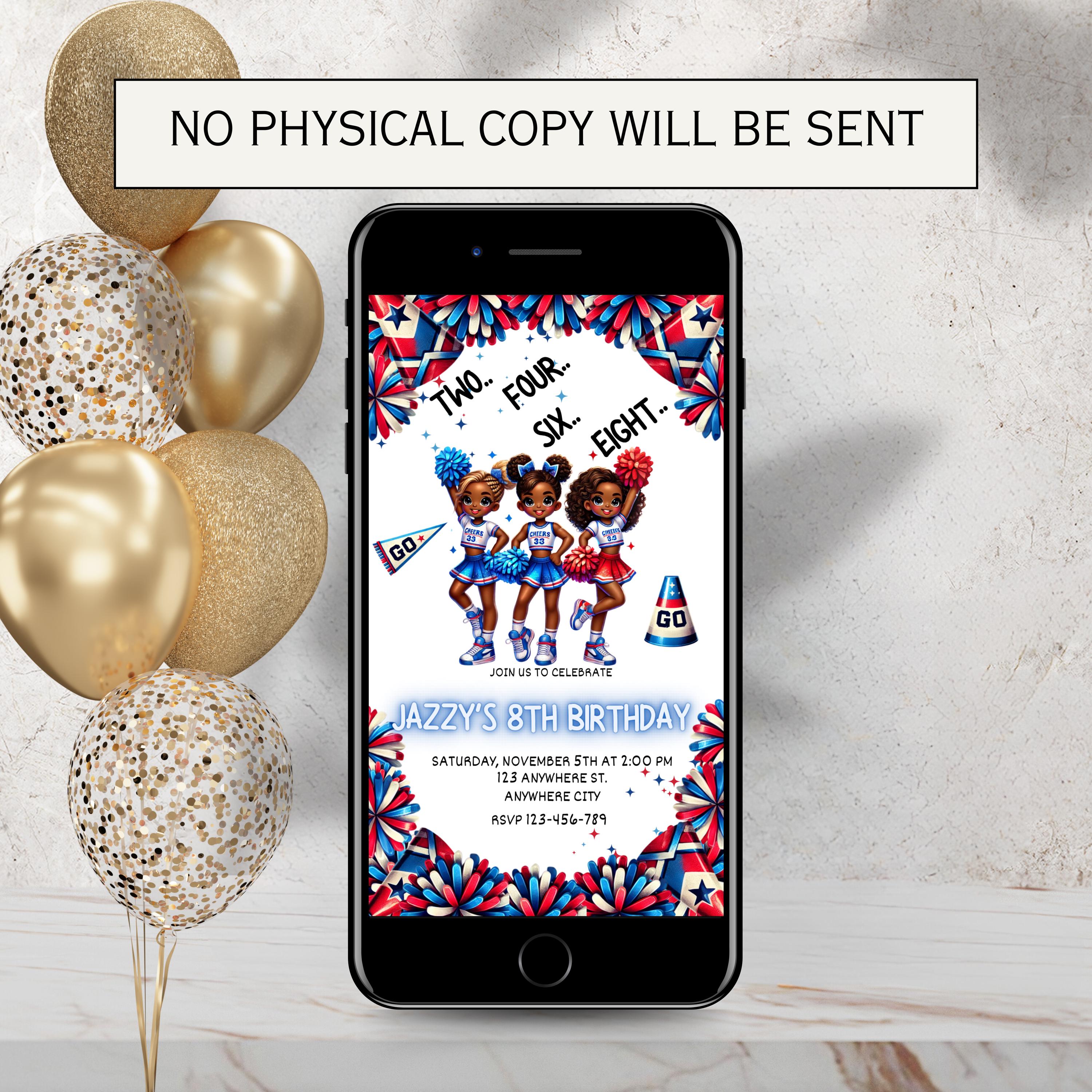 Cheerleading Birthday Invitation | Editable Spirit Squad Party Canva ...