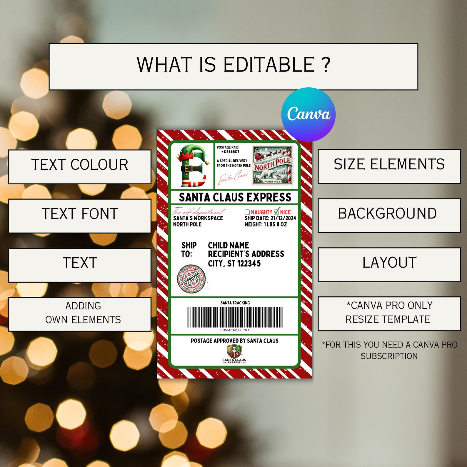 Santa Claus Express Shipping Labels, Set of 4 (5x8 In, Printable) - Etsy