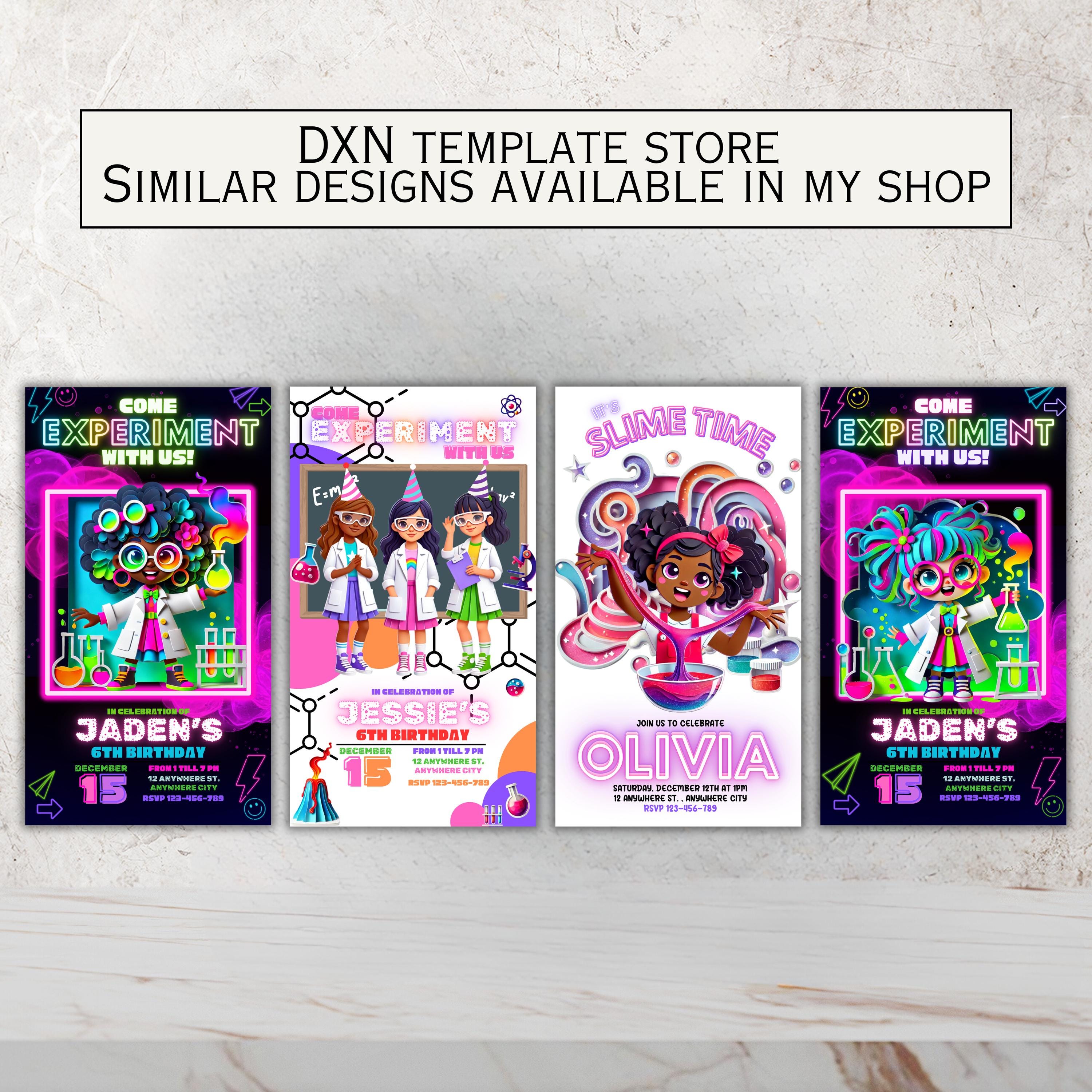 Editable Science Birthday Invitation STEM Experiment Party Template Mad ...